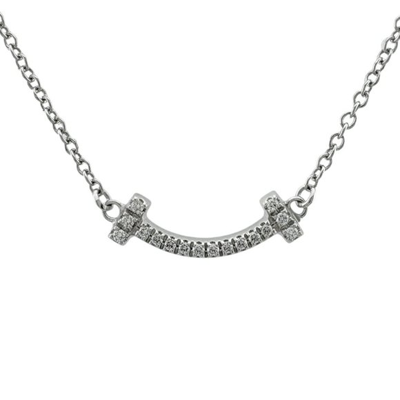 Tiffany & Co. | Jewelry | Tiffany T Smile Necklace 8k Diamond Womens ...